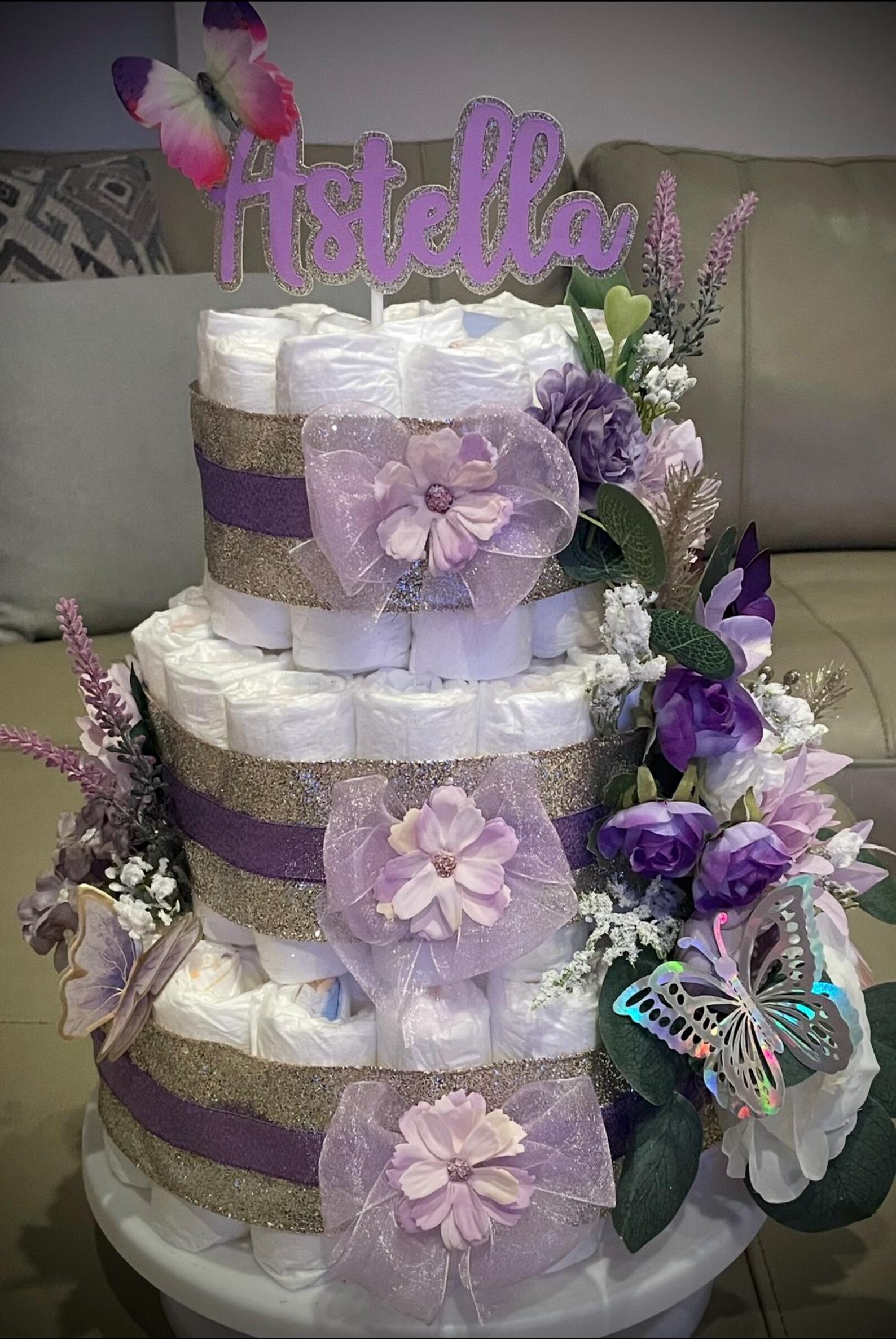 Butterfly Diaper Cake/butterfly Themed Diaper Cake/baby Girl/baby ...