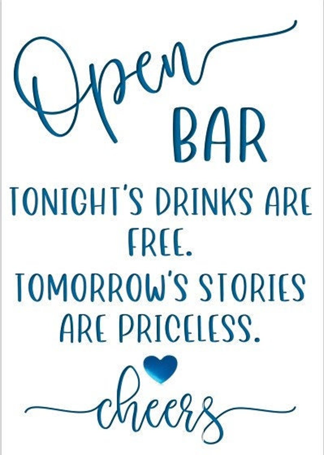 Open Bar Wedding Sign/custom Open Bar Sign/cheers Wedding Sign/modern ...