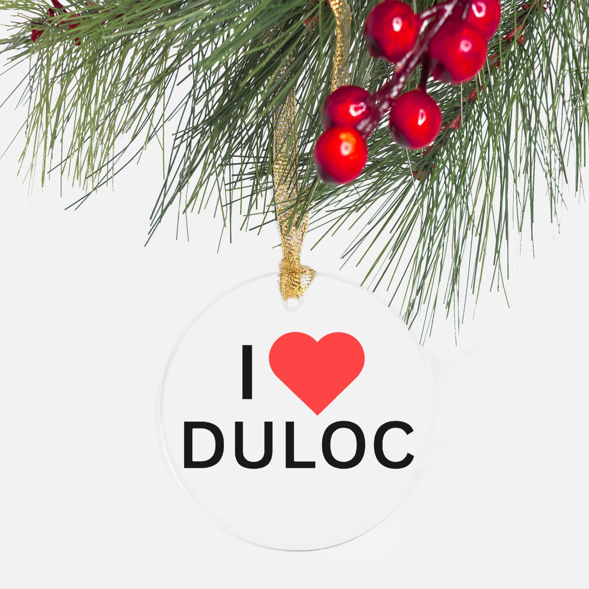 Ornament Clear Acrylic round I Heart Duloc - Etsy
