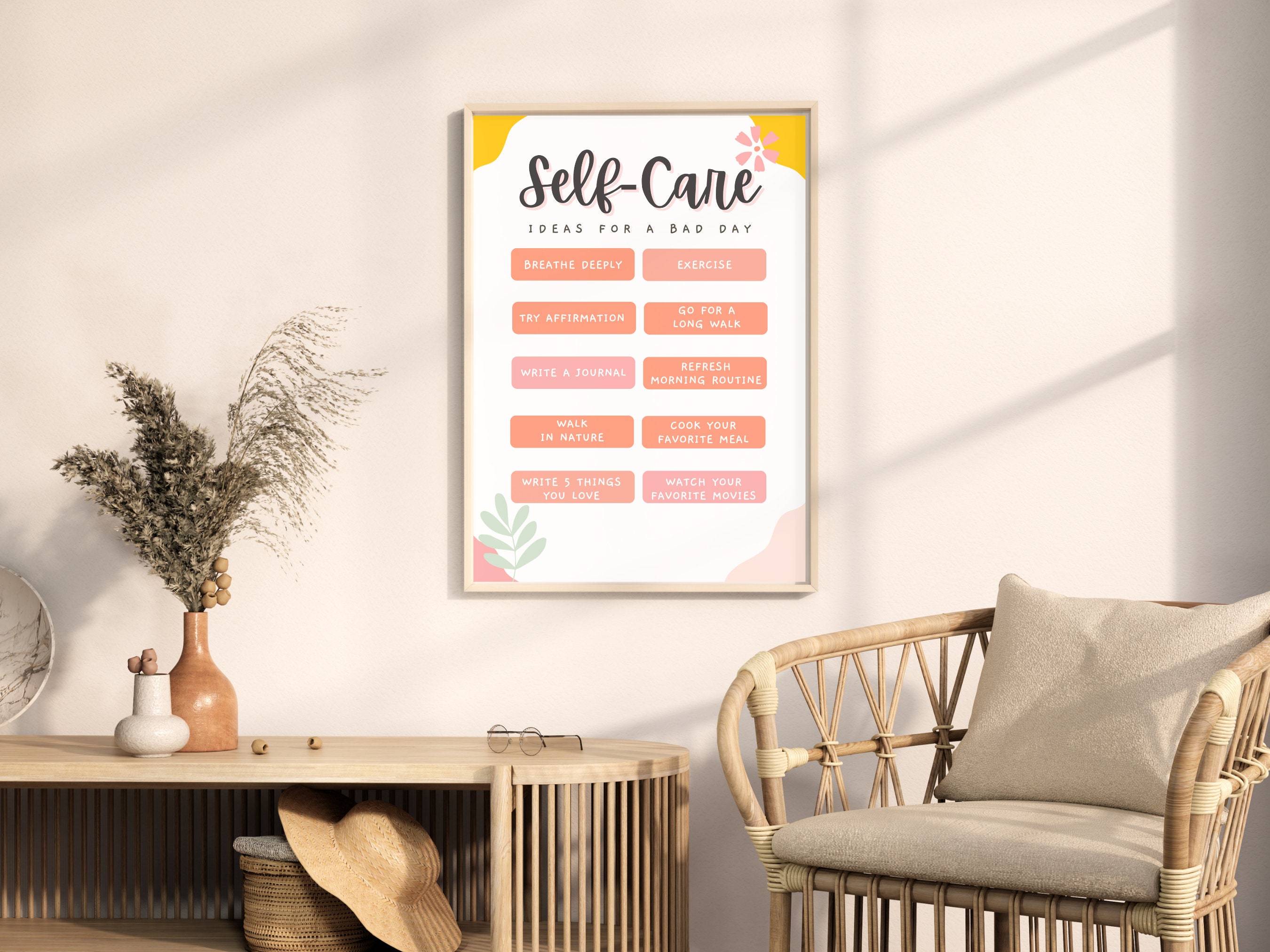 Self Care Ideas Therapist Office Decor Poster, School Counselor Wall ...
