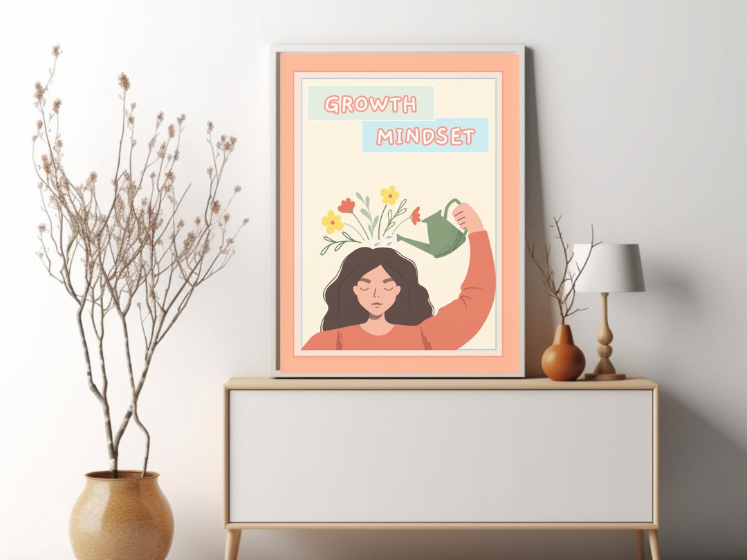 Growth Mindset Therapist Office Decor Poster, School Counselor Wall Art ...