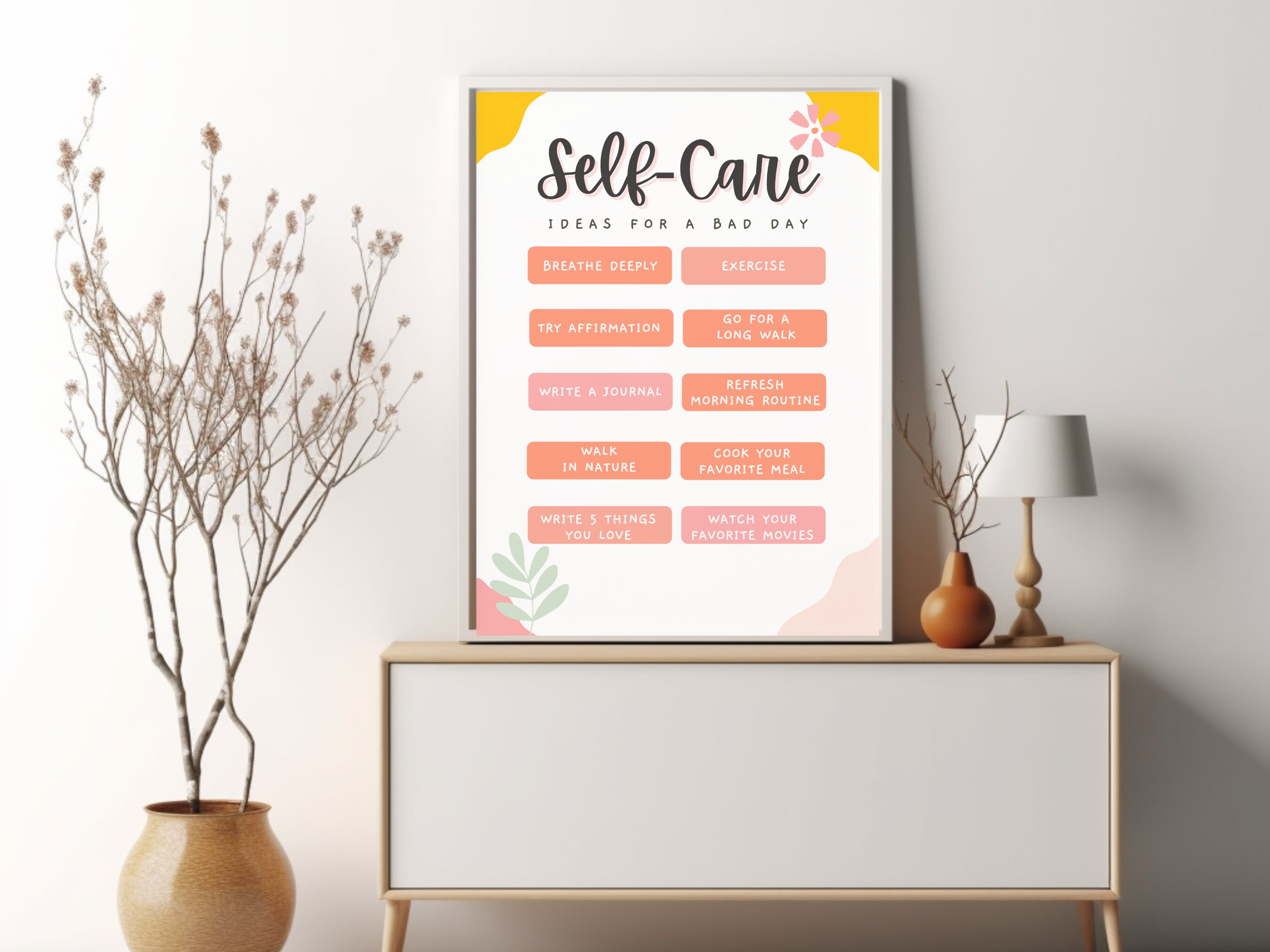 Self Care Ideas Therapist Office Decor Poster, School Counselor Wall ...