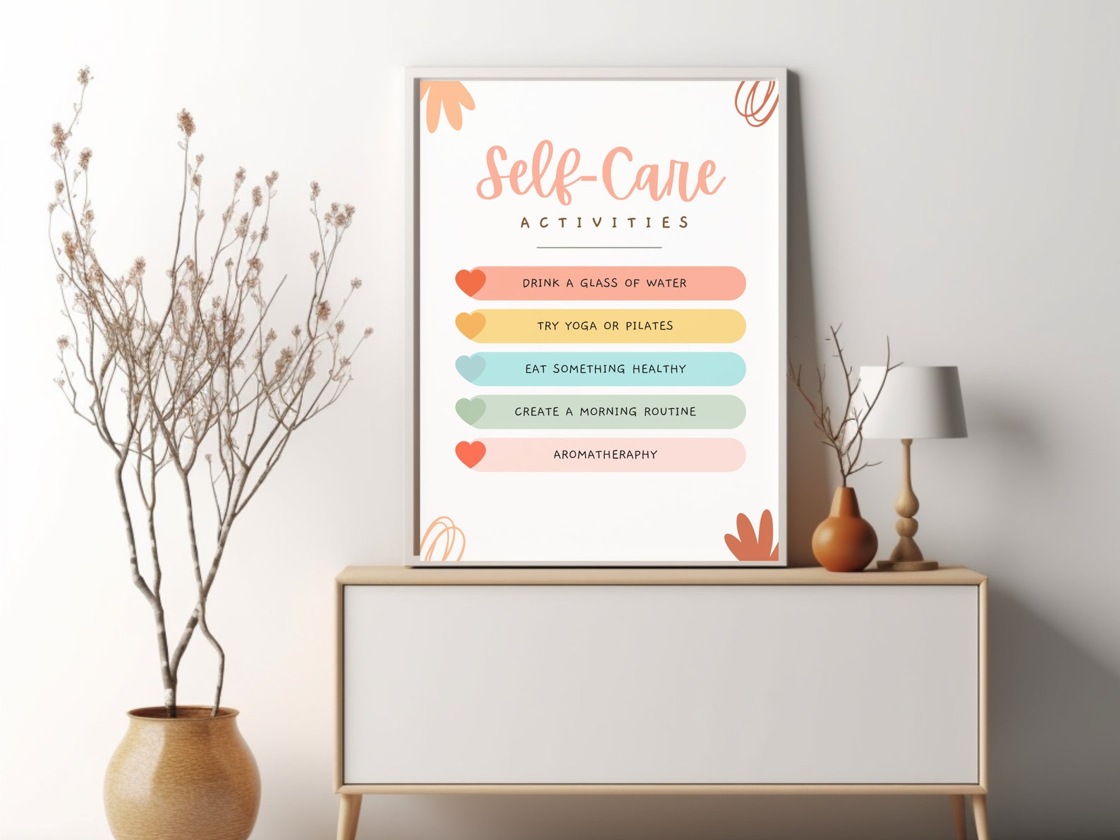 Self Care Activities Office Decor Poster, School Counselor Wall Art ...