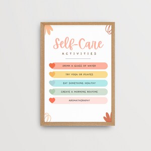 Self Care Activities Office Decor Poster, School Counselor Wall Art ...