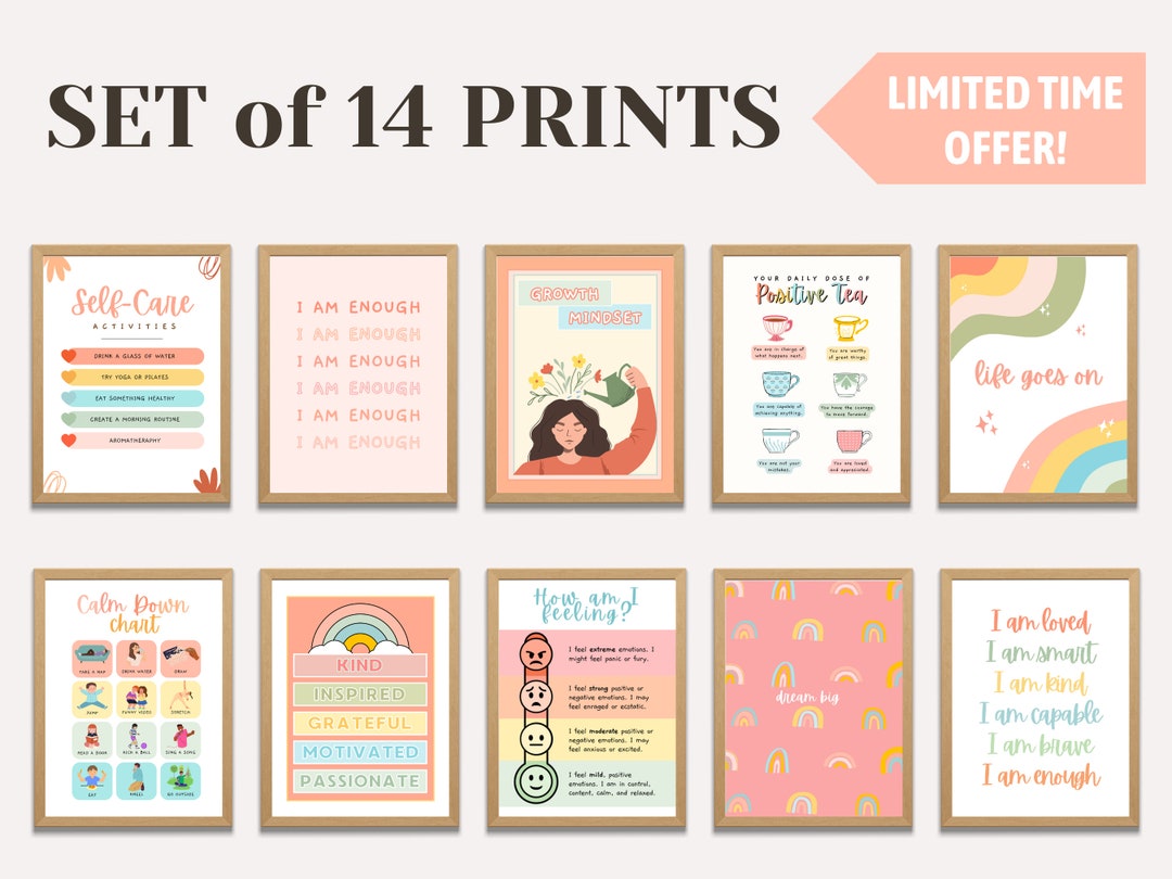 14 Retro Therapist Office Decor Posters, School Counselor Wall Art ...