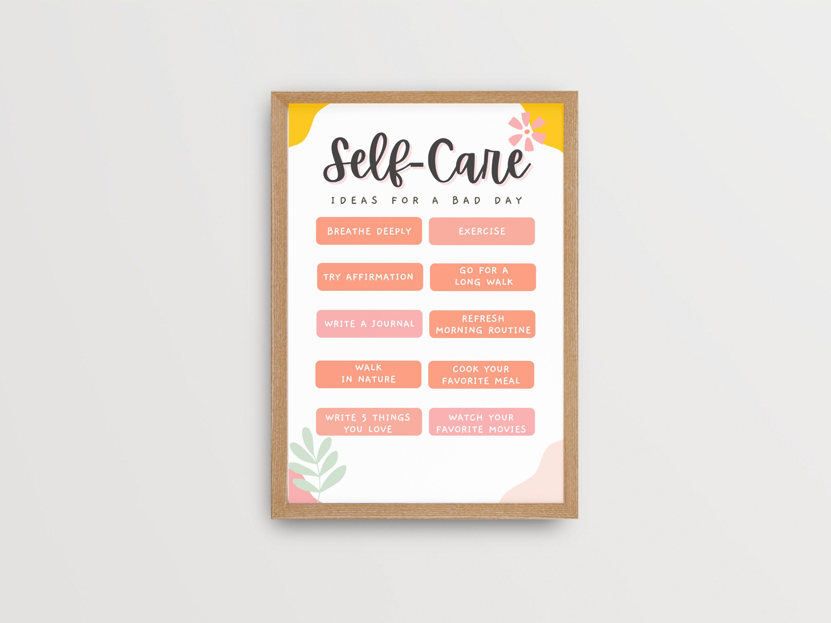 Self Care Ideas Therapist Office Decor Poster, School Counselor Wall ...