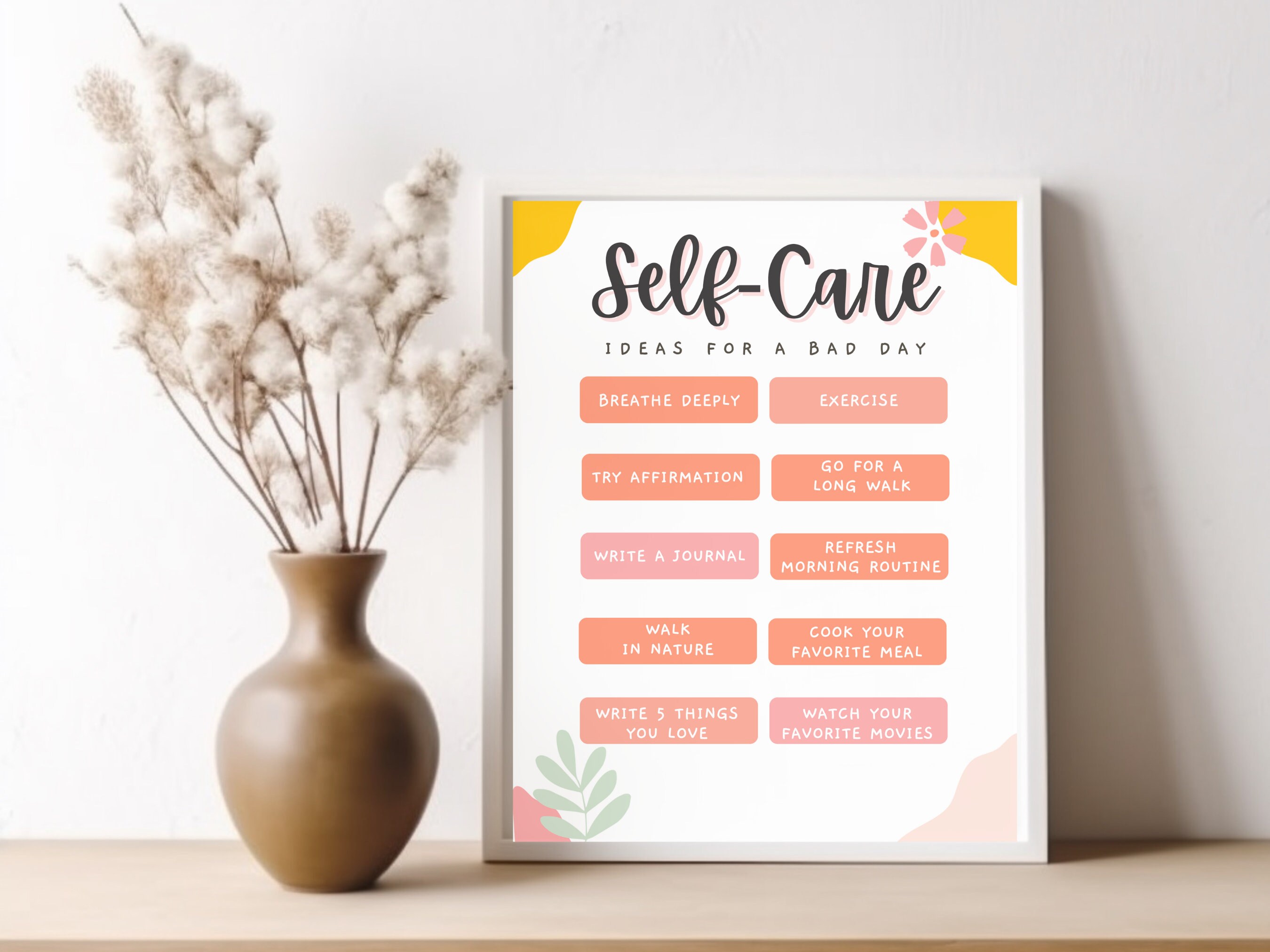 Self Care Ideas Therapist Office Decor Poster, School Counselor Wall ...