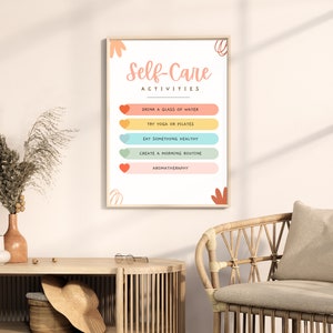 Self Care Activities Office Decor Poster, School Counselor Wall Art ...