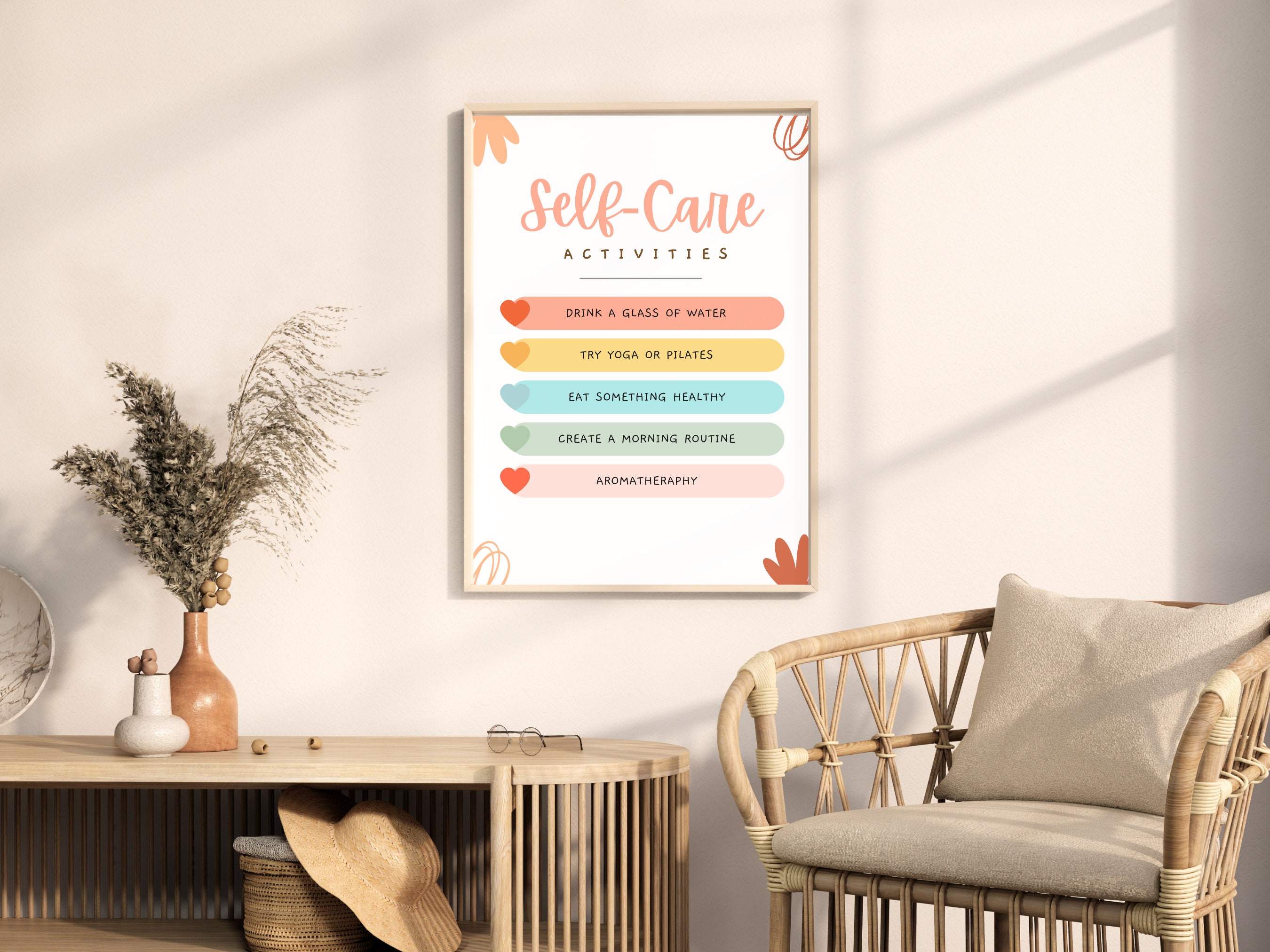Self Care Activities Office Decor Poster, School Counselor Wall Art ...