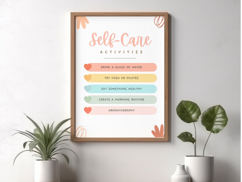 Self Care Activities Office Decor Poster, School Counselor Wall Art ...