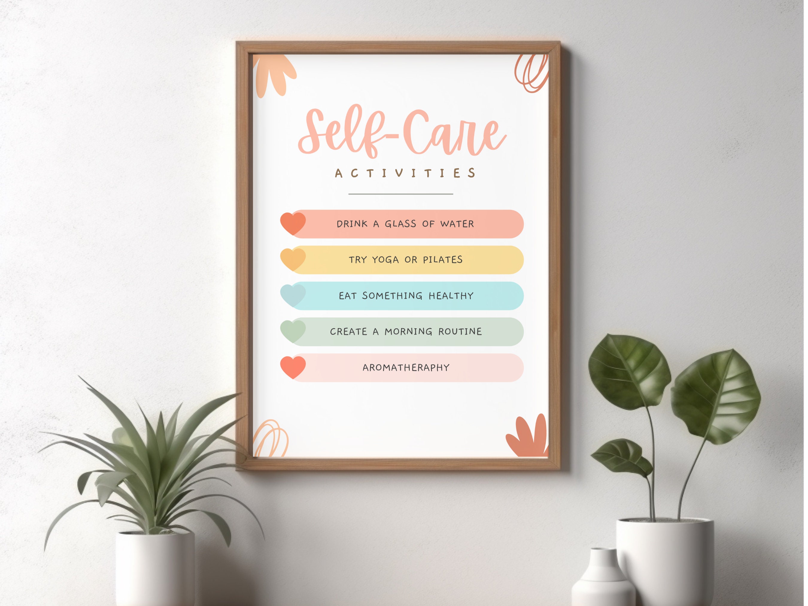 Self Care Activities Office Decor Poster, School Counselor Wall Art ...