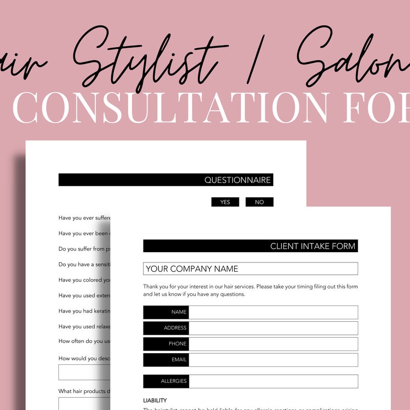 Hair Salon Forms - Etsy