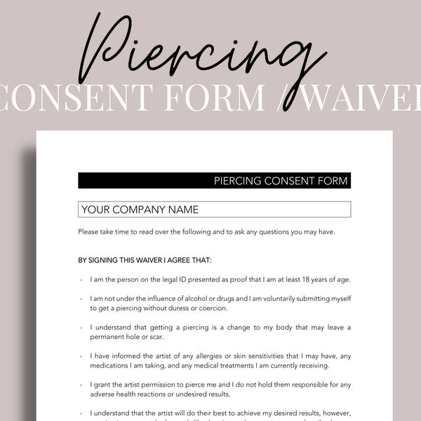 Body Piercing Consent Form - Etsy