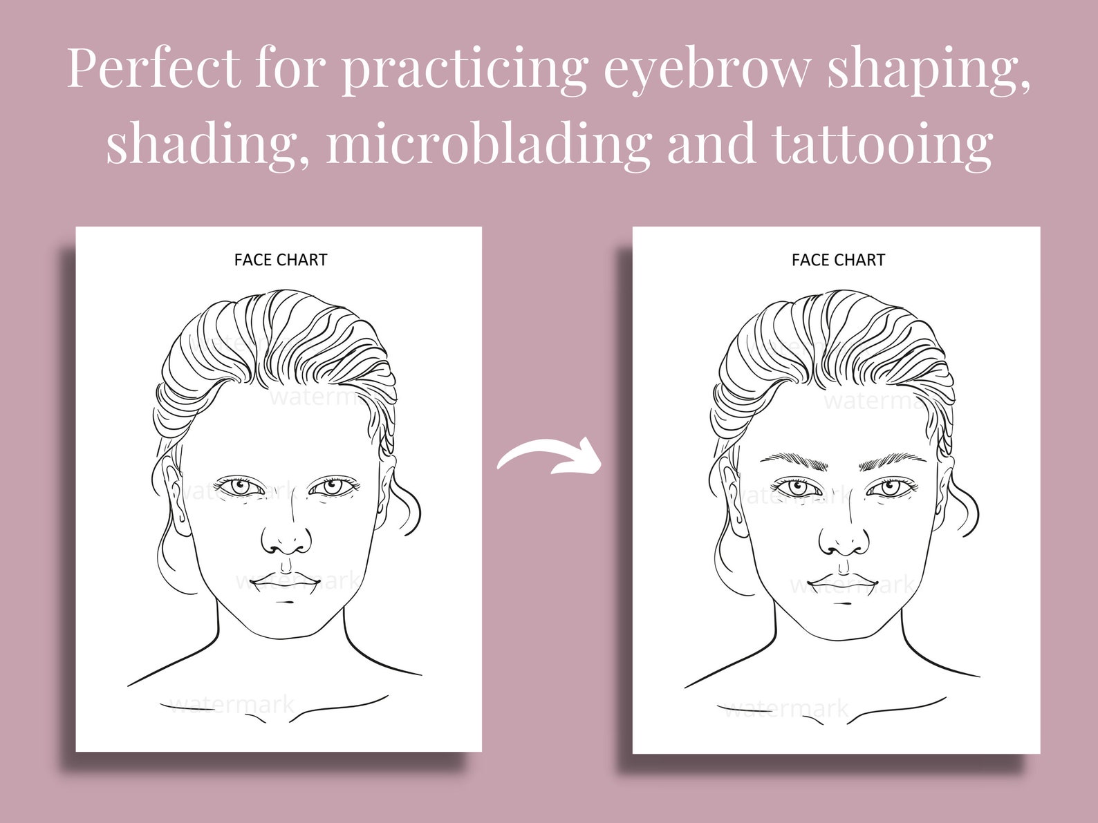 Face Chart for Eyebrow Practice, Face Chart No Eyebrows, Eyebrow ...