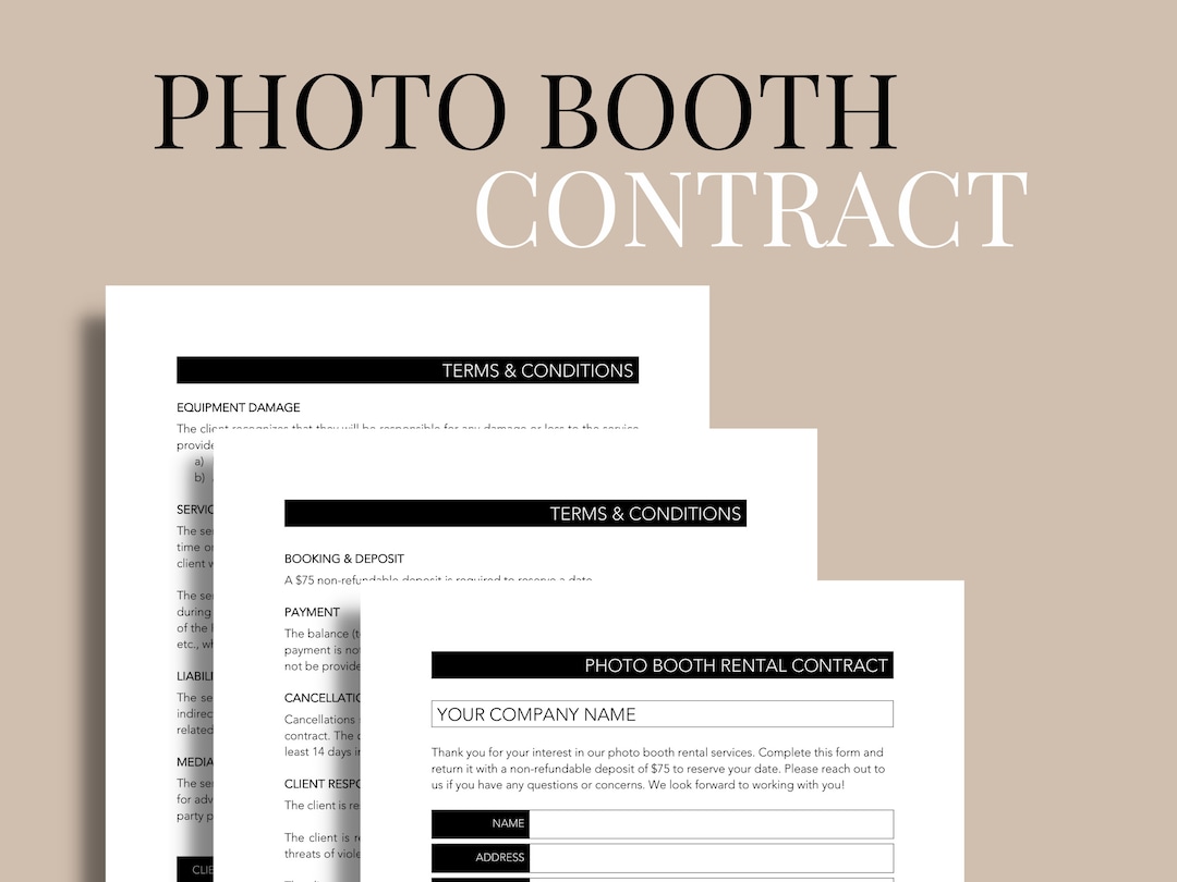 Photo Booth Contract, Photo Booth Agreement, Photo Booth Rental ...