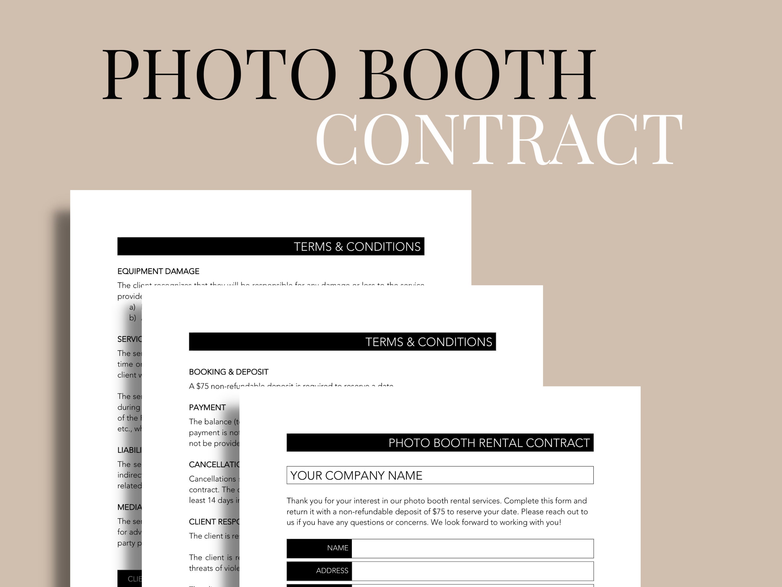 Photo Booth Contract, Photo Booth Agreement, Photo Booth Rental ...