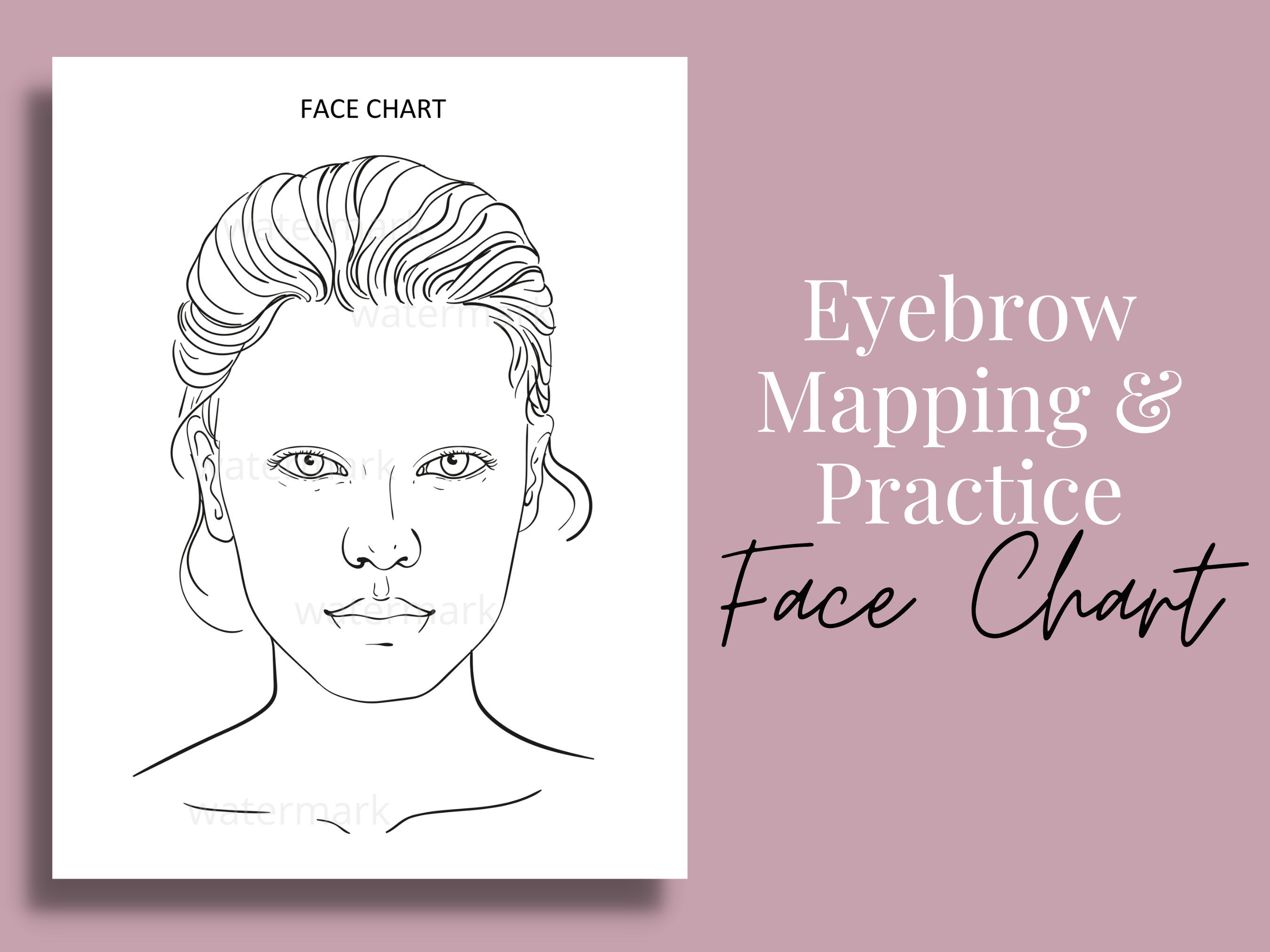 Face Chart for Eyebrow Practice, Face Chart No Eyebrows, Eyebrow ... Face Chart for Eyebrow Practice, Face Chart No Eyebrows, Eyebrow ...
