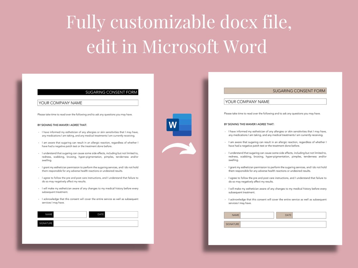 Sugaring Consent Form, Sugaring Waiver, Sugaring Client Form, Sugaring ...