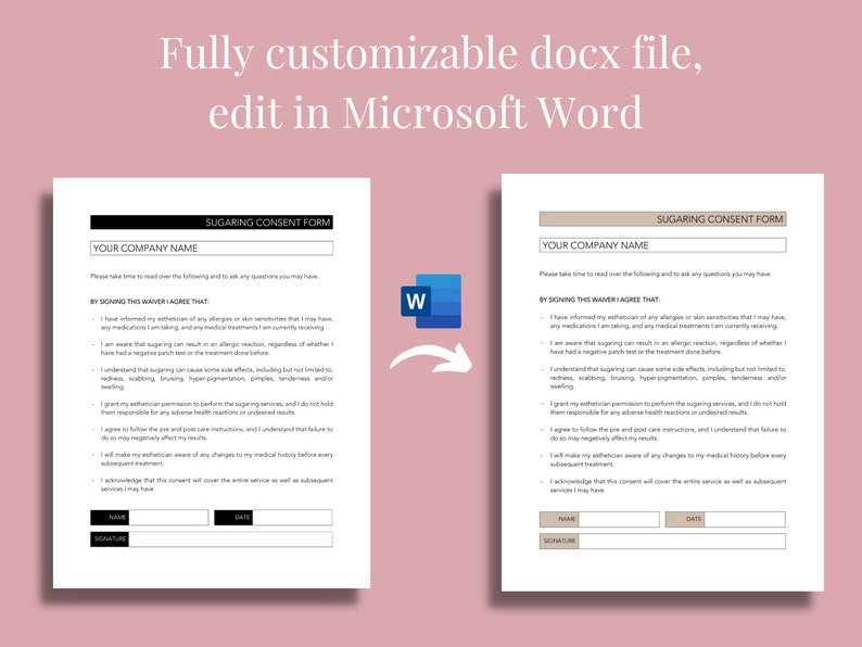 Sugaring Consent Form, Sugaring Waiver, Sugaring Client Form, Sugaring ...