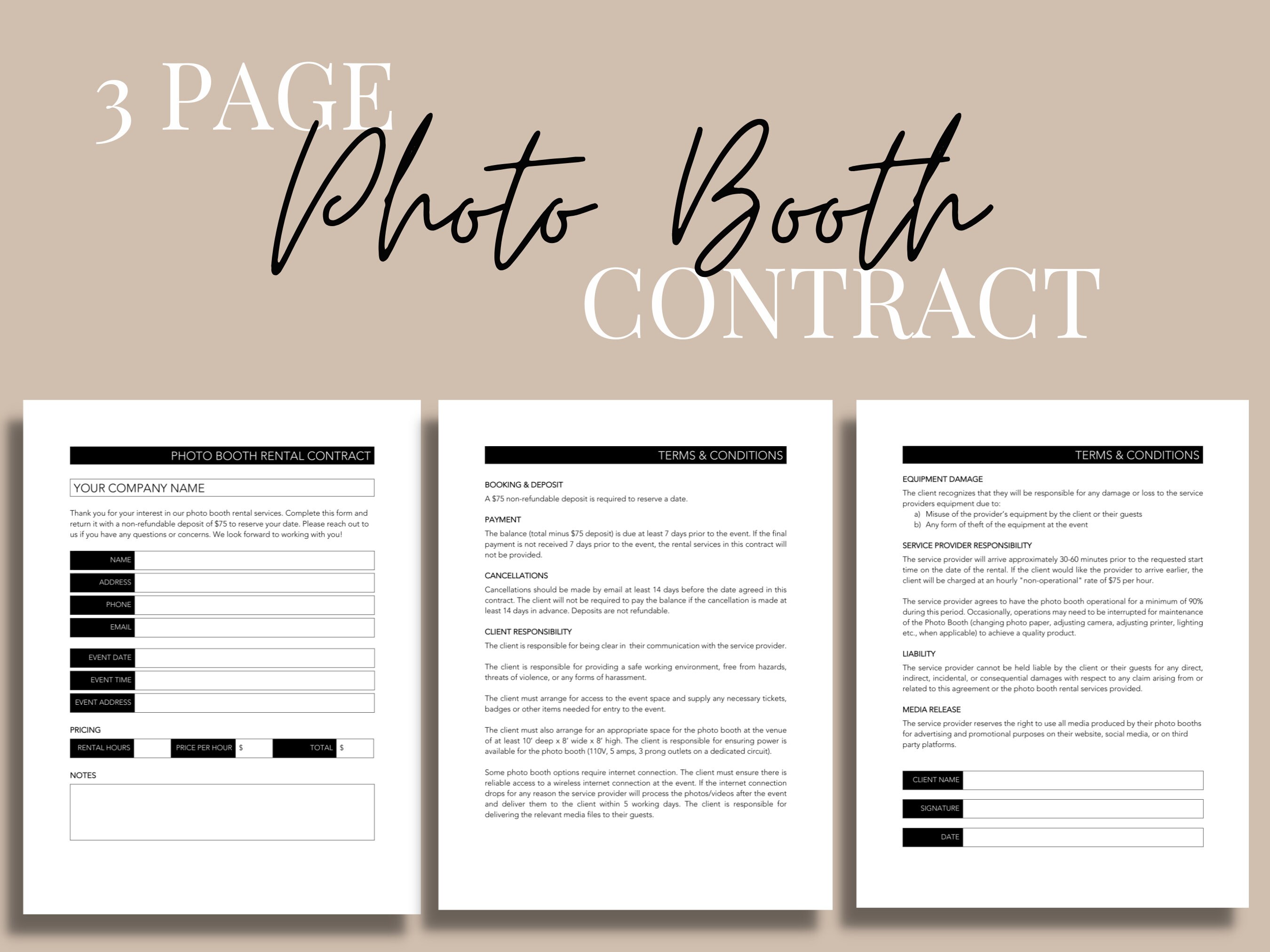 Photo Booth Contract, Photo Booth Agreement, Photo Booth Rental ...