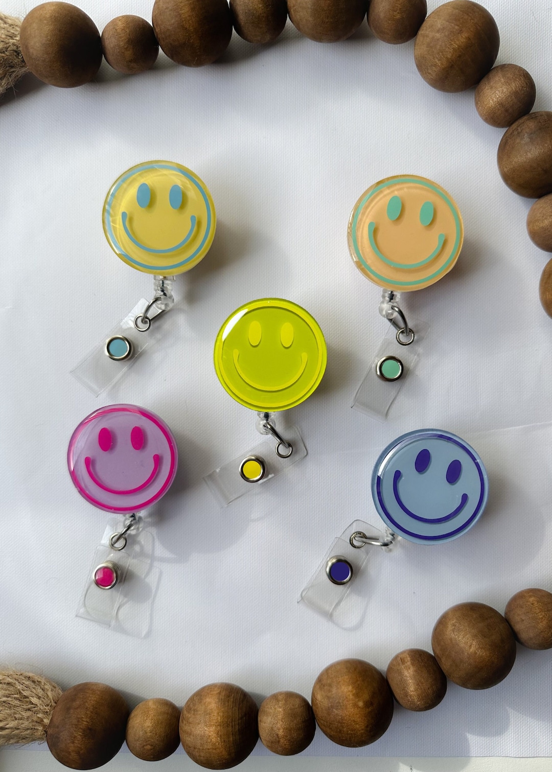 Smiley Face Badge Reel Cute Badge Reel Colorful Badge Reel - Etsy