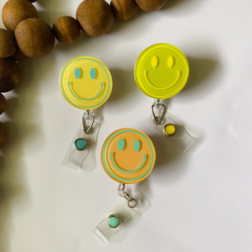 Smiley Face Badge Reel Cute Badge Reel Colorful Badge Reel - Etsy