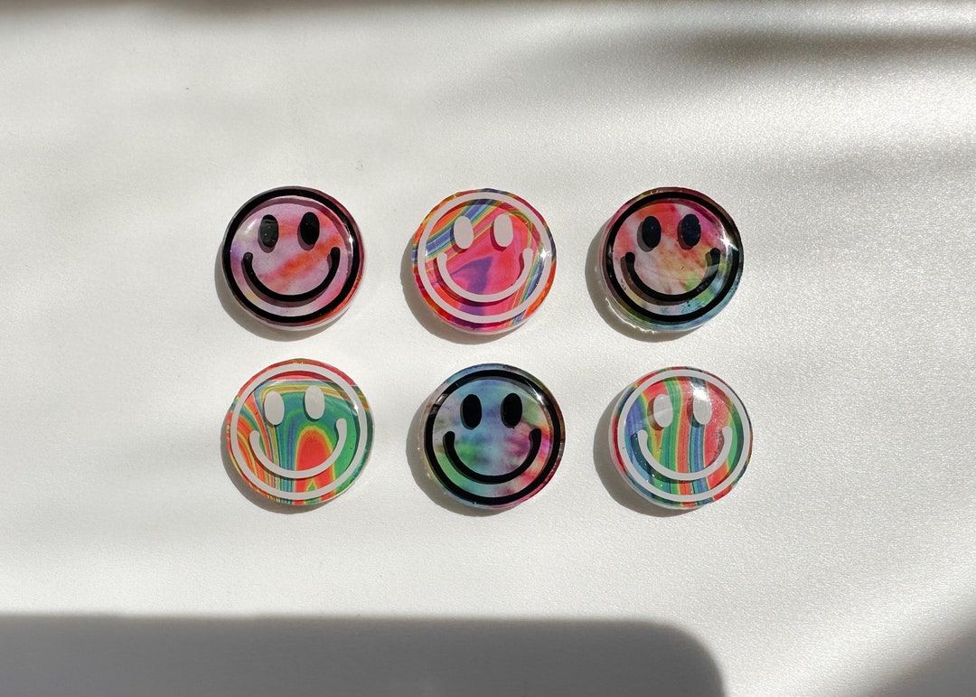 Tie Dye Smiley Face Magnet Set Colorful Magnets Fun Magnets - Etsy