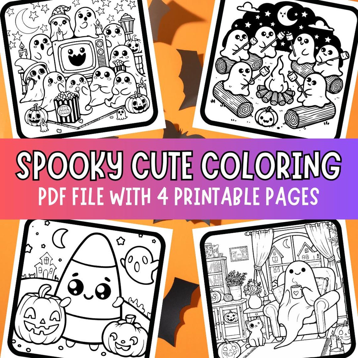 Printable Spooky and Cozy Halloween Coloring Pages | Cute Ghost & Candy ...