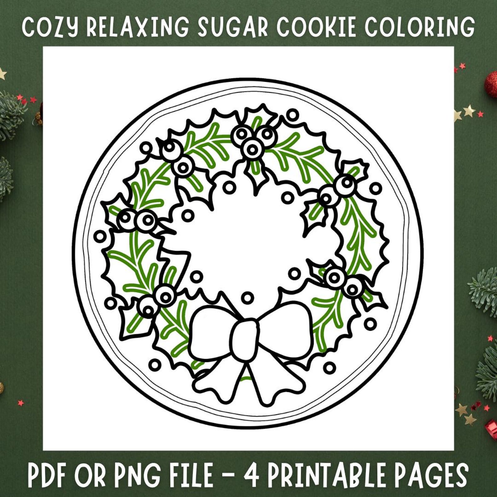 Cute Cozy Christmas Cookie Coloring Pages Printable Cookie, Tree ...