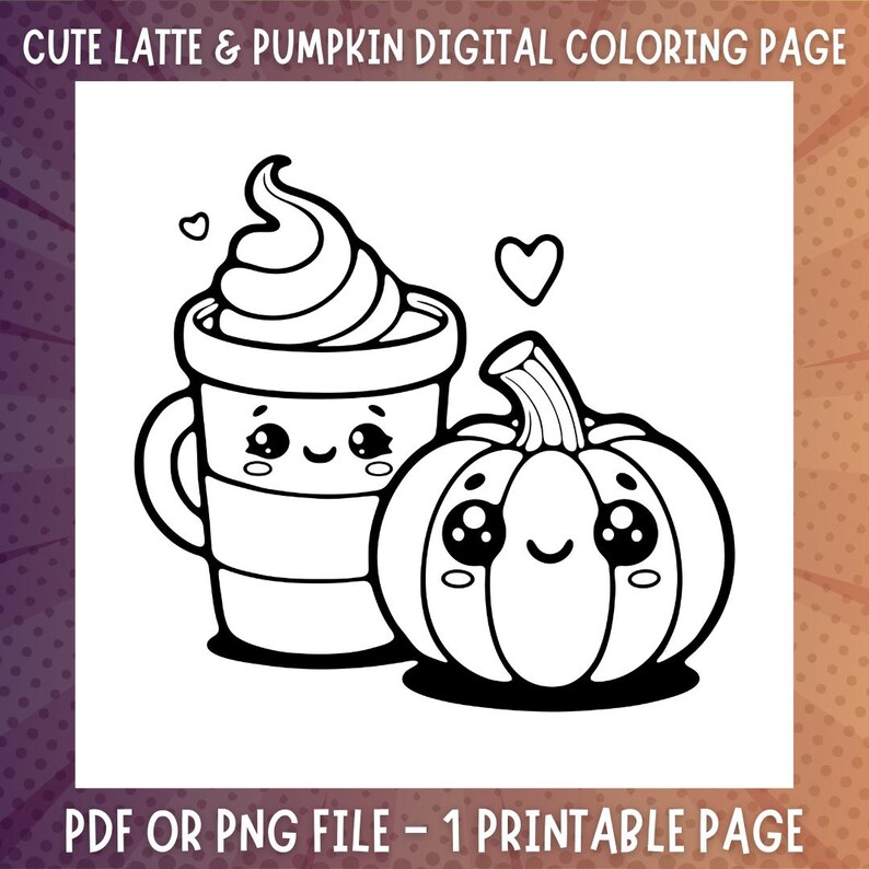 Pumpkin & Latte Cozy Coloring Page | Cute Cozy Fall Coloring Page ...