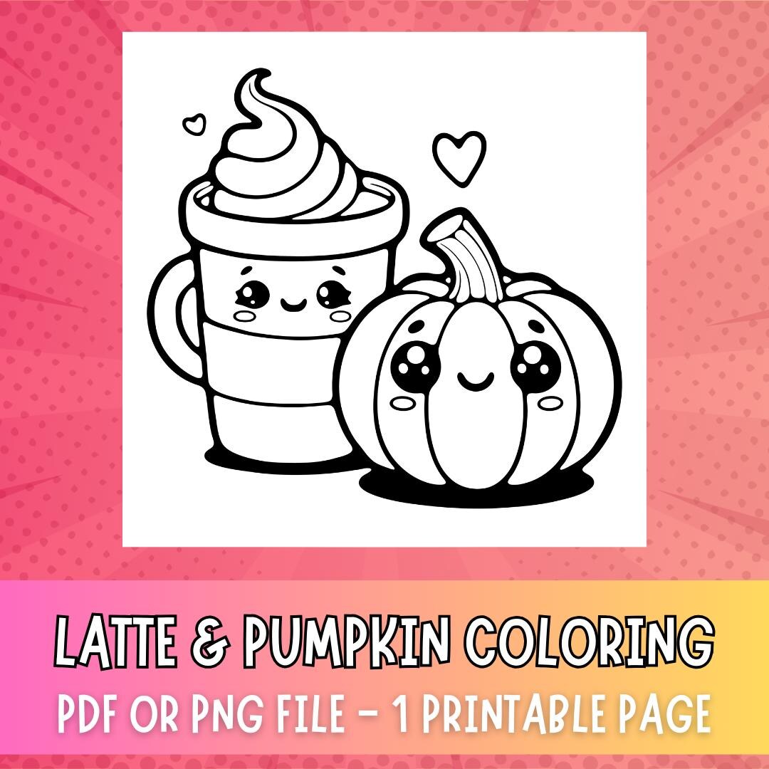 Pumpkin & Latte Cozy Coloring Page | Cute Cozy Fall Coloring Page ...