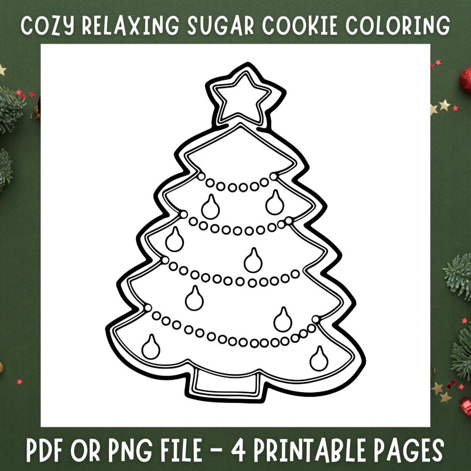 Cute Cozy Christmas Cookie Coloring Pages Printable Cookie, Tree ...