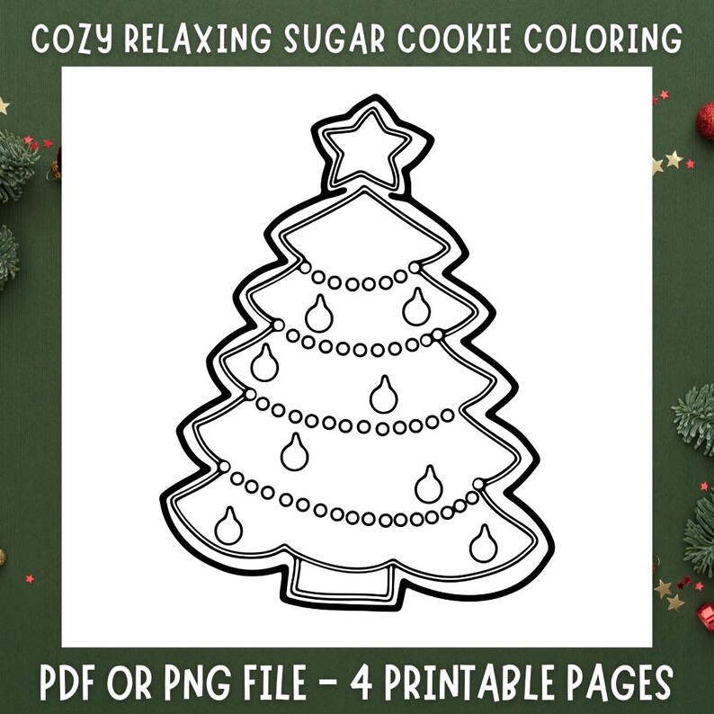 Cute Cozy Christmas Cookie Coloring Pages Printable Cookie, Tree ...