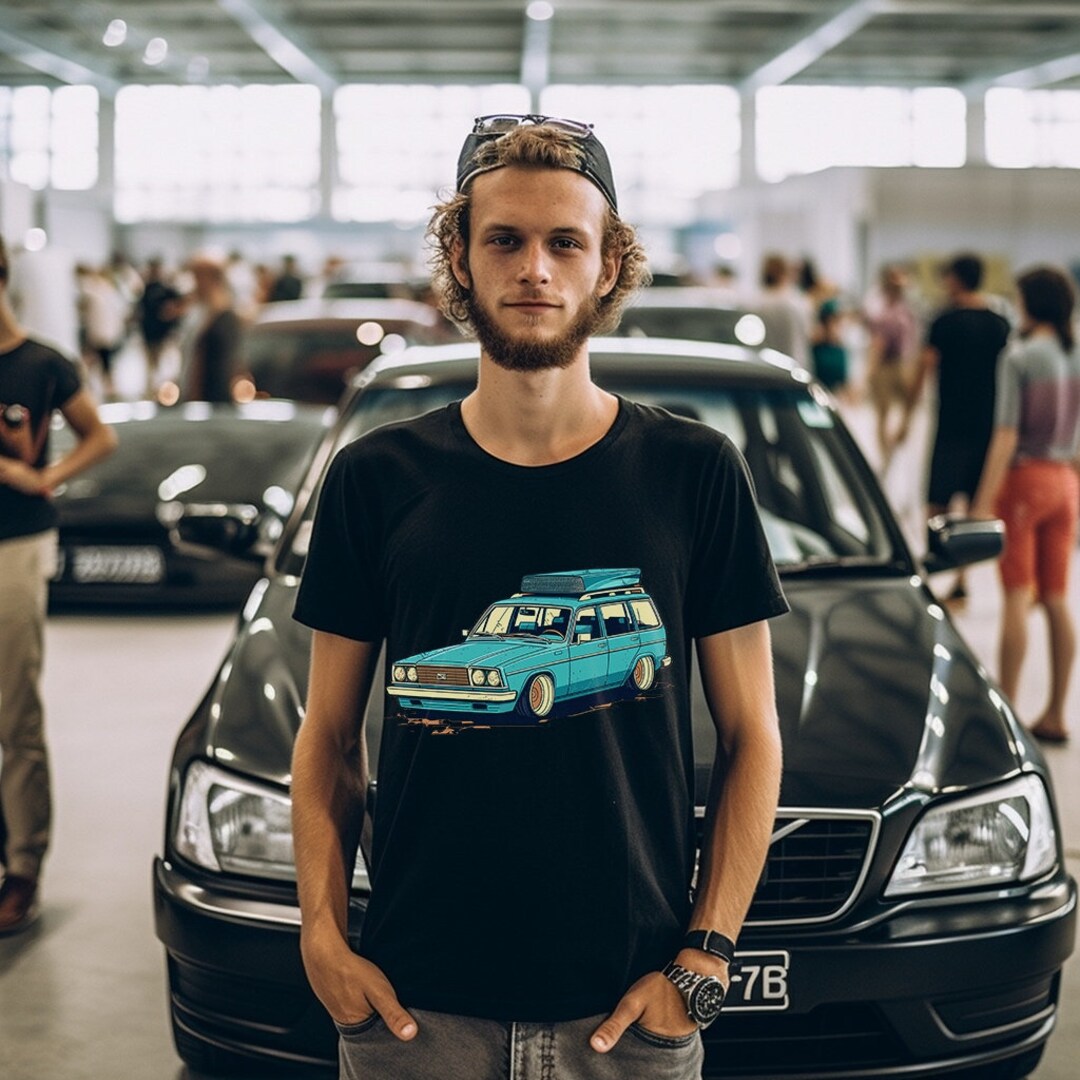 Teal Blue JDM Volvo 240 Tee Vintage Station Wagon Design Classic Car ...