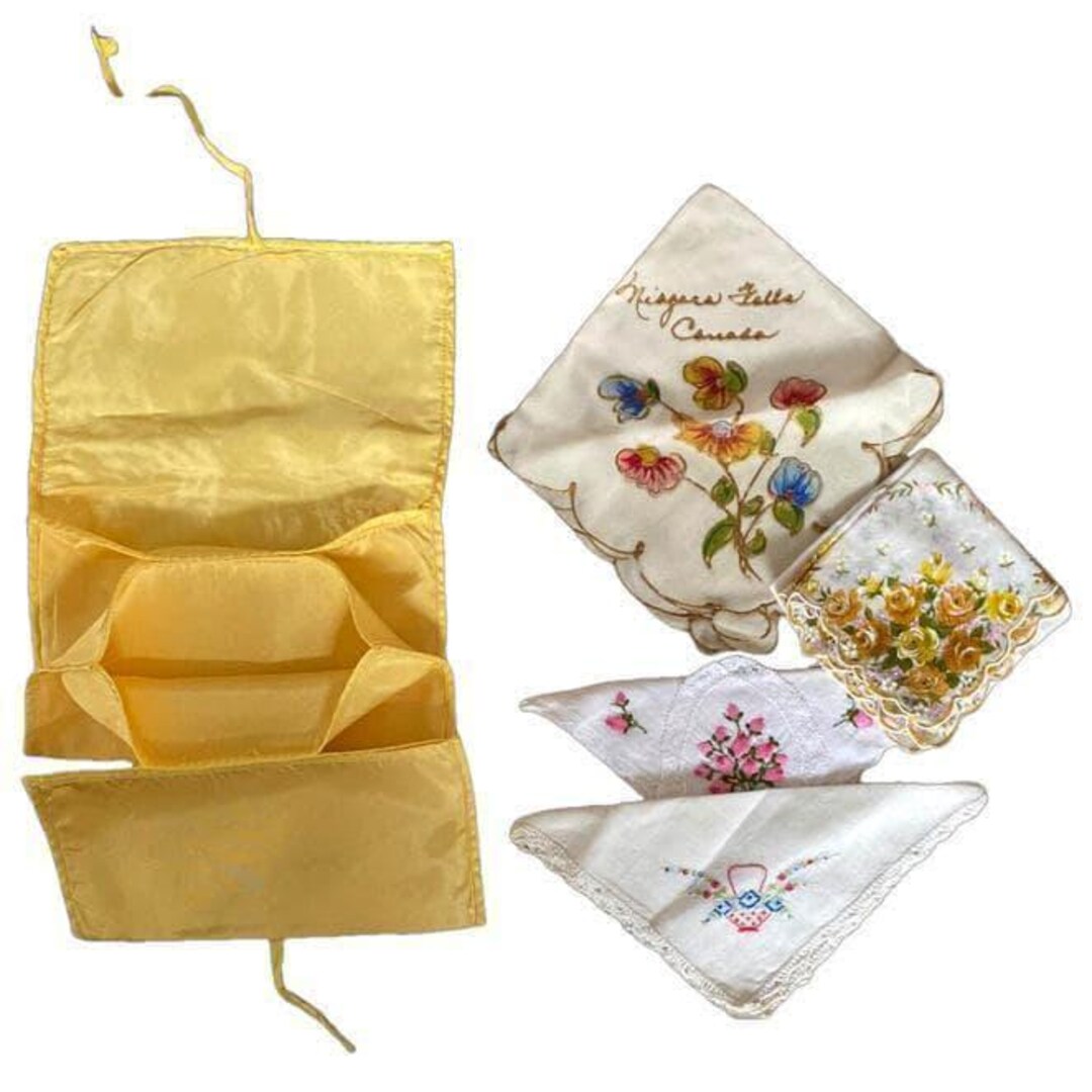 Vintage Silk Jelly Roll for Handkerchiefs 4 Handkerchiefs (3 Cotton, 1 ...