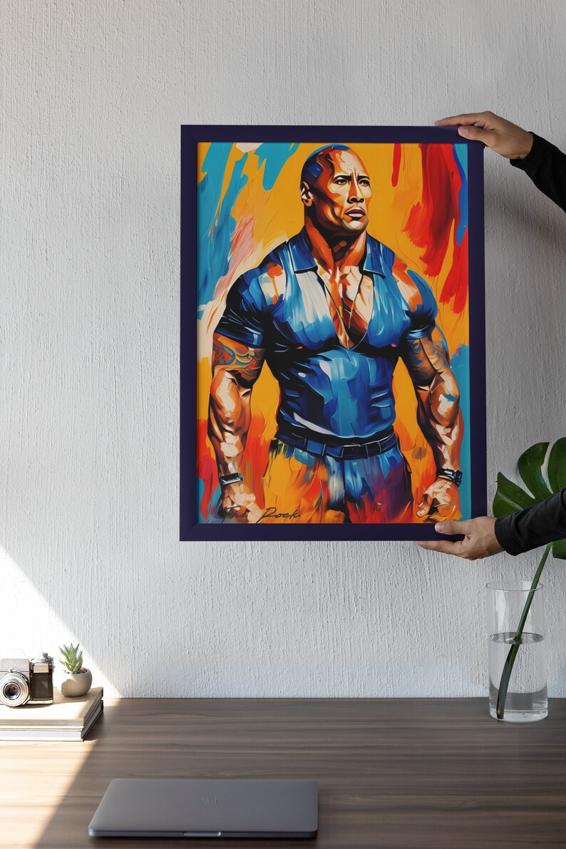 Dwayne Rock Johnson Oil Painting Colorful Portrait Poster - Etsy