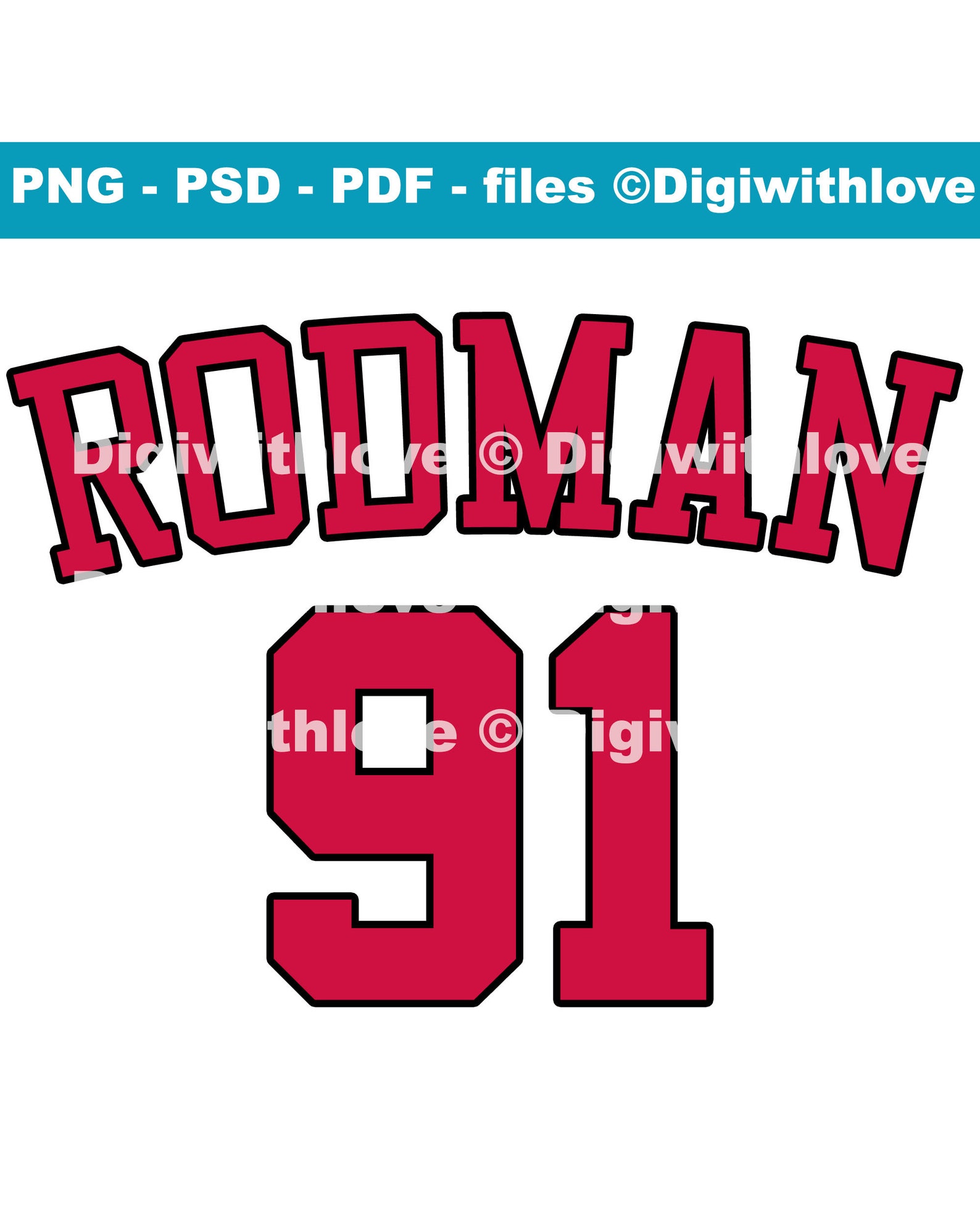 Dennis Rodman Bulls 91 Jersey Logo Typefont - Etsy
