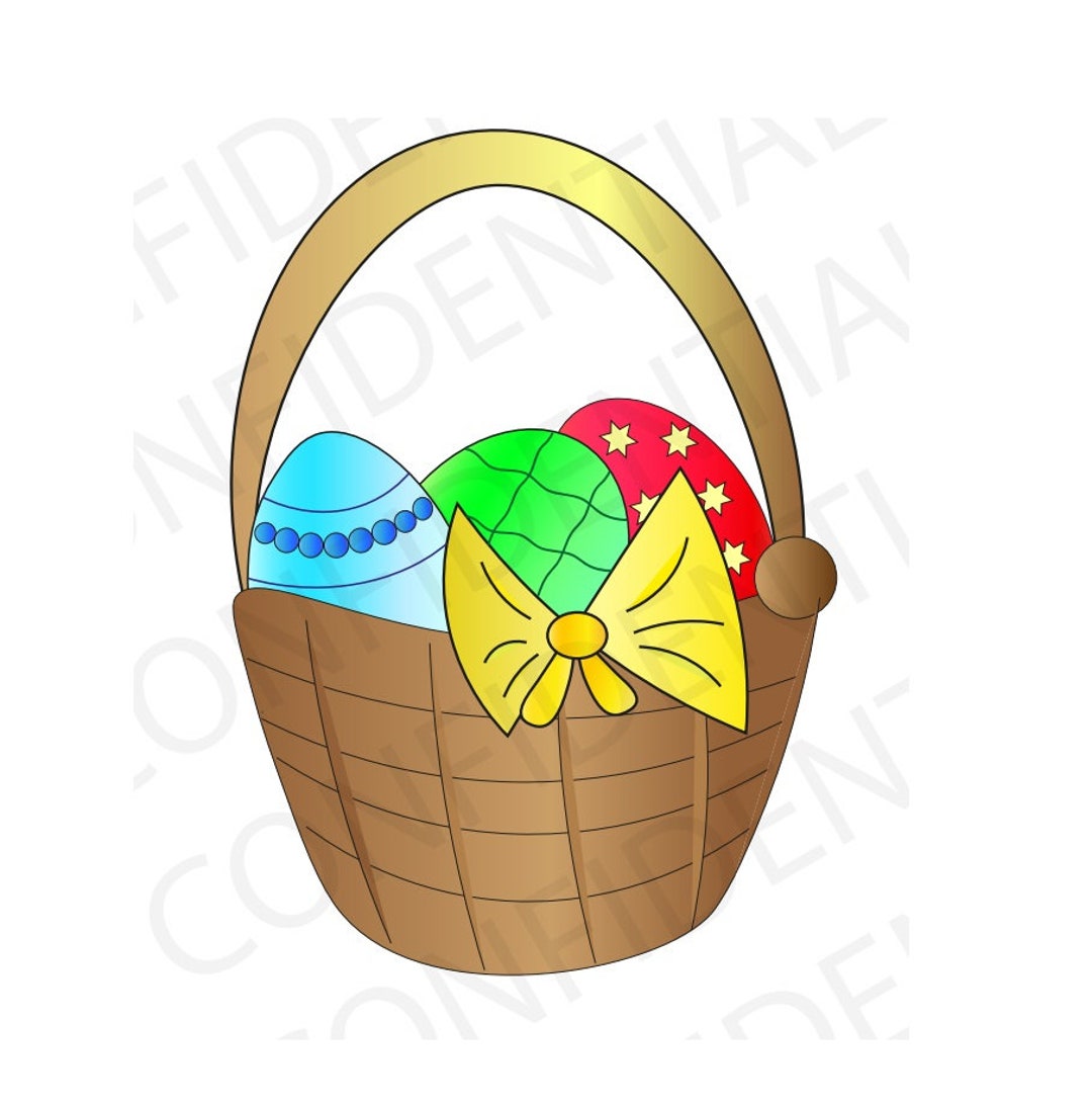 Easter Clipart - Cute Basket With Easter Eggs - Etsy
