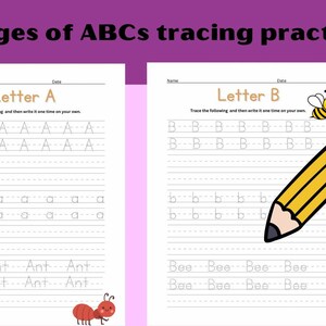 ABC Tracing Practice for Kids Educational Worksheets Fun Learning ...