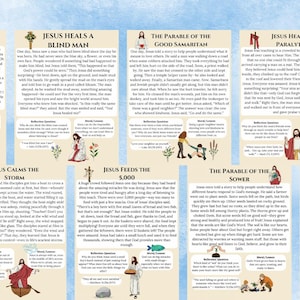 Jesus Parables and Miracles Fact Sheets for Kids Bible Lessons Sunday ...