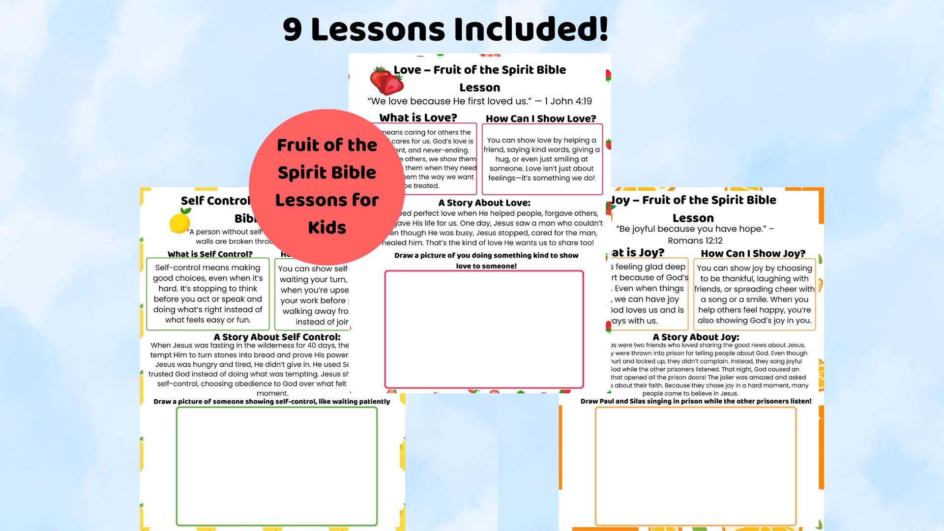 Fruit of the Spirit Drawing Prompts for Kids Bible Lessons Christian ...