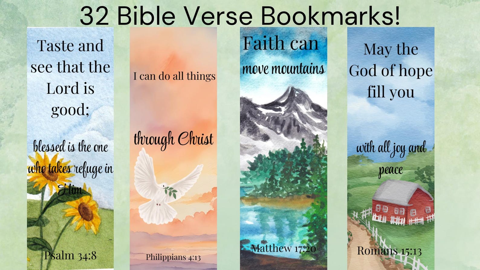Faith-based Bible Verse Bookmarks - 32 Scriptures for Strength and ...