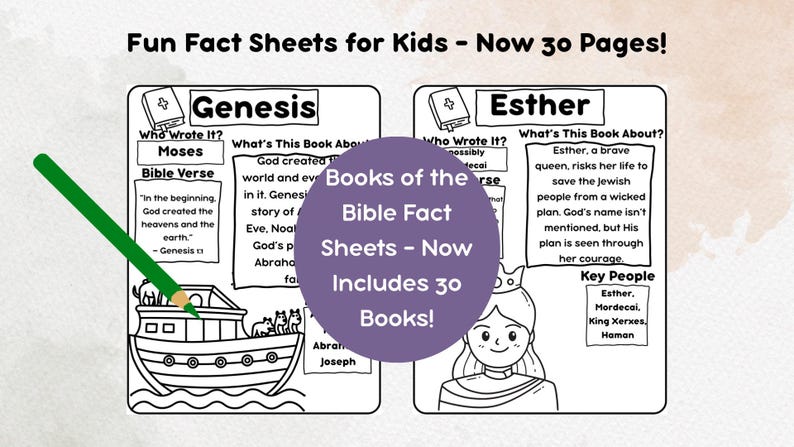 Books of the Bible Fact Sheets for Kids – 30 Printable Bible Worksheets ...