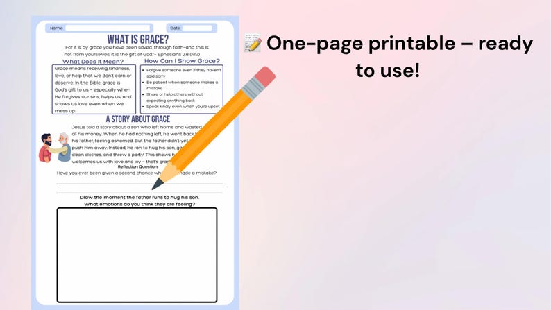 What is Grace Bible Lesson for Kids With Reflection Question and ...