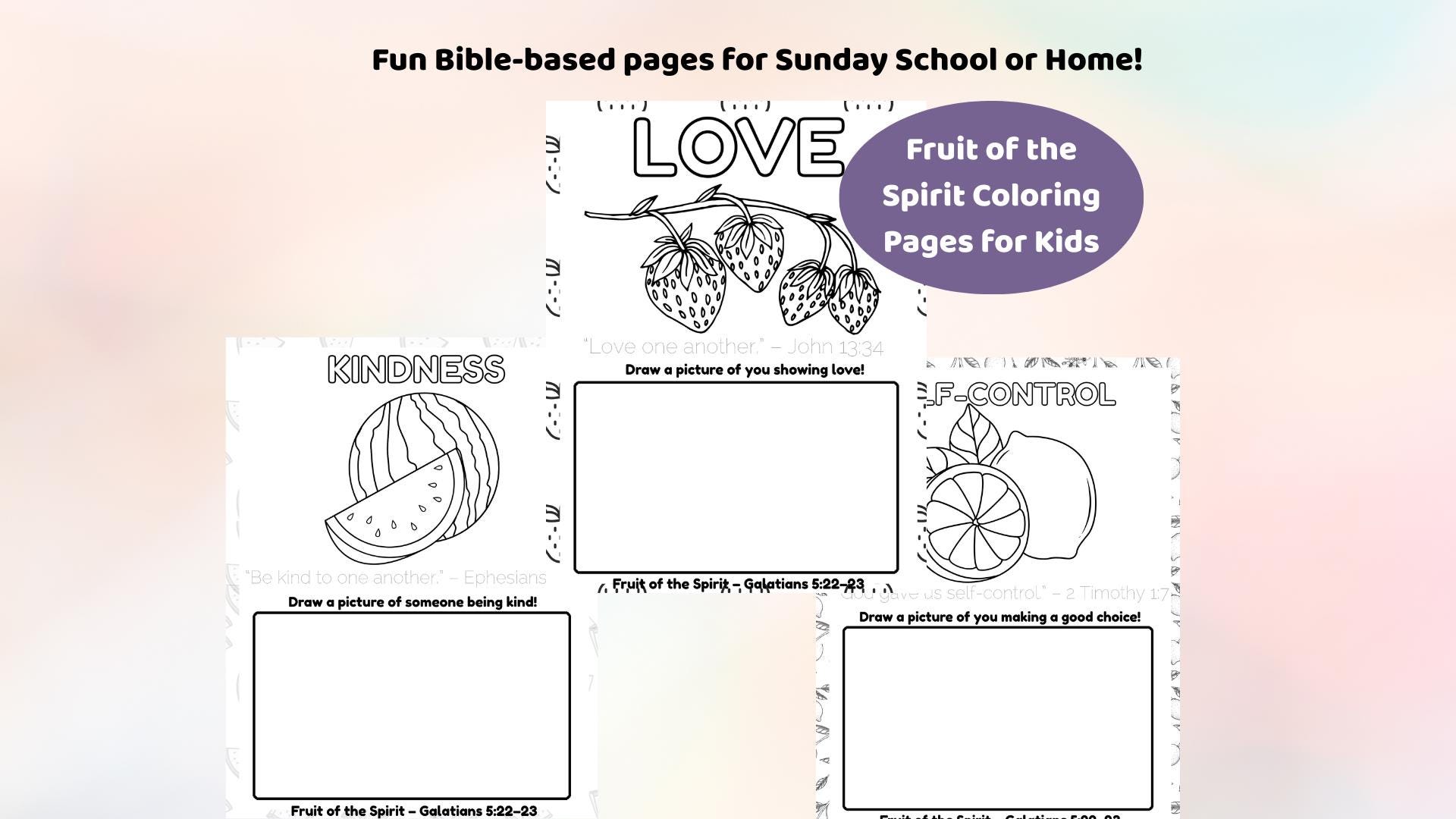 Fruit of the Spirit Coloring Pages for Kids | Bible Verse Tracing ...