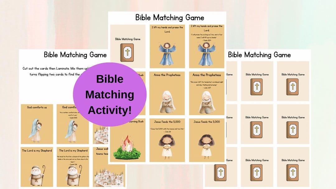 Bible Verse Matching Game – Christian Printable Activity for Sunday ...