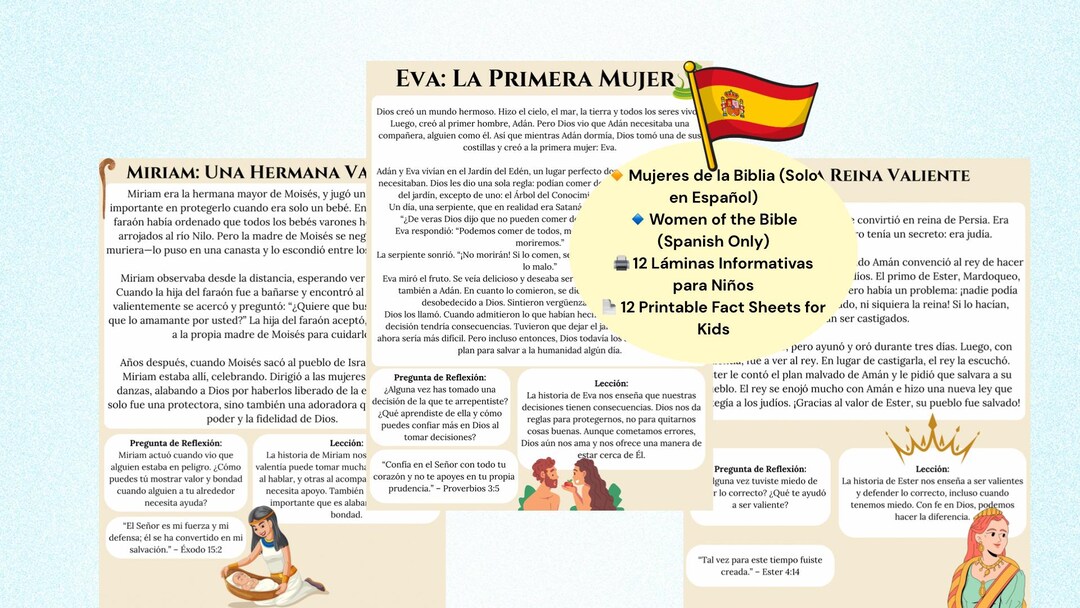 Mujeres De La Biblia Hojas Informativas Para Niños Women of the Bible ...