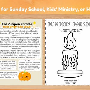 Pumpkin Parable Shine Bright Like Jesus Fall Bible Lesson Bundle Kids ...