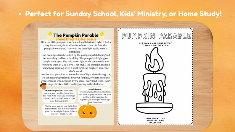 Pumpkin Parable Shine Bright Like Jesus Fall Bible Lesson Bundle Kids ...