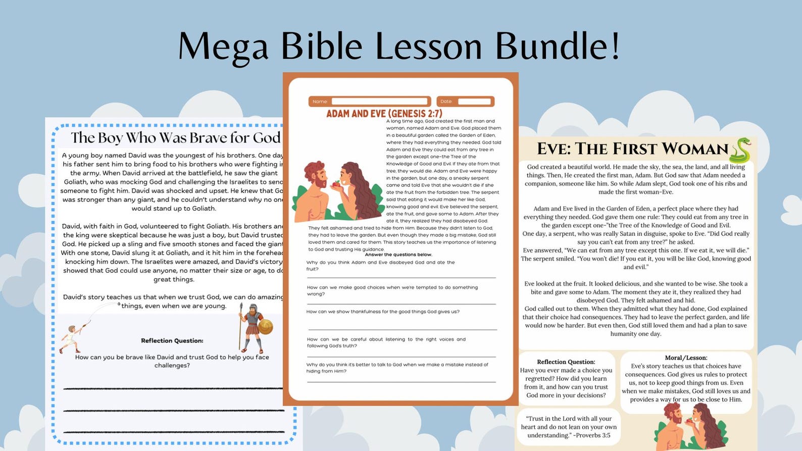Mega Bible Lesson Bundle 79 Pages Bible Stories for Kids Printable ...
